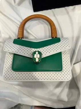 BVLGARI | Bags | Brand New Bulgari White And Green Tophandle Womens Bag ...
